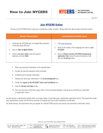 NYC Government Publication | Fact Sheet: How to Join NYCERS | ID ...